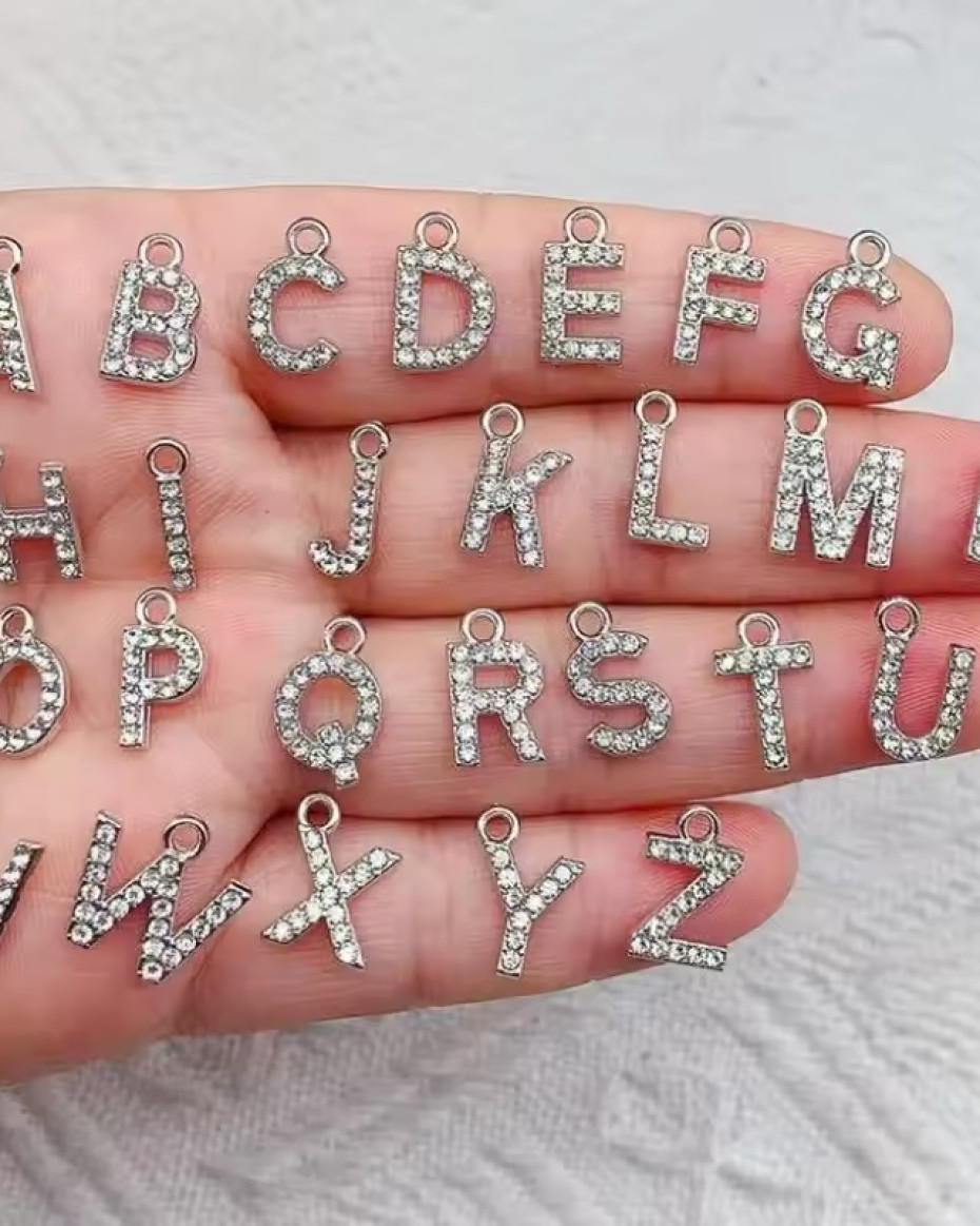 Alloy Rhinestones Crystal Letter Charms