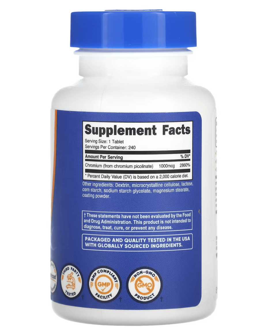 NUTRICOST Chromium Picolinate 1000 mcg - 240 Tablets | VITYMINS.com ...