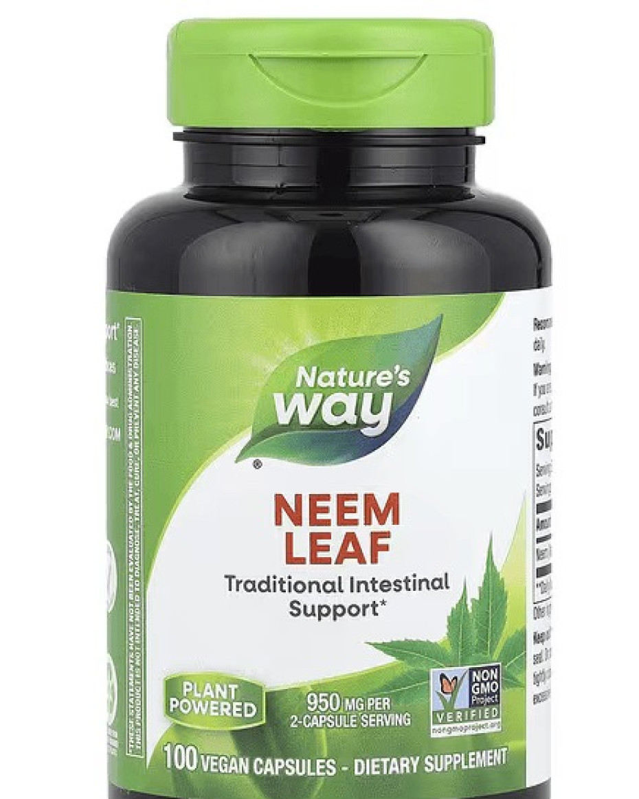 NATURE'S WAY Neem Leaf Supplement for Intestinal Support - 100 Capsules ...