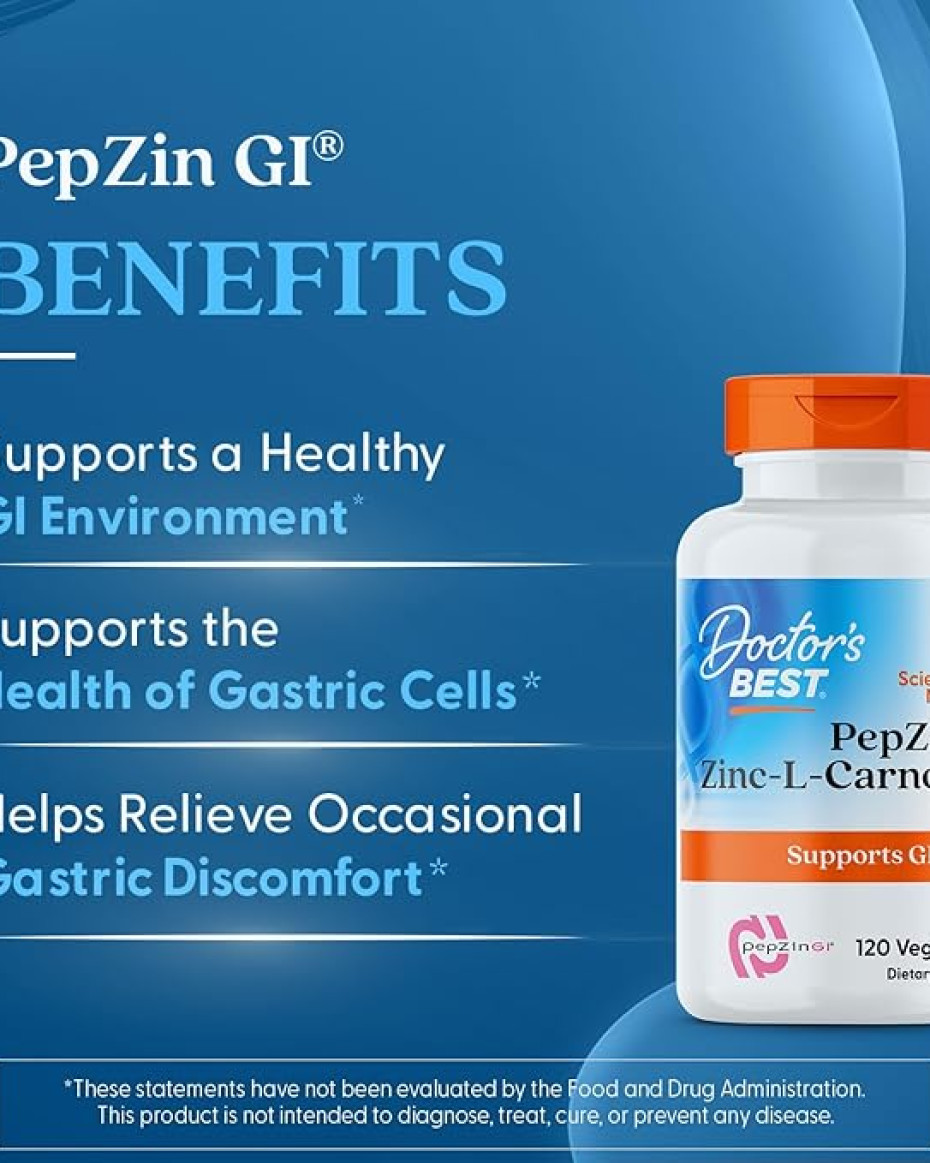 DOCTOR'S BEST Zinc-L-Carnosine Complex PepZin GI® - 120 Capsules ...