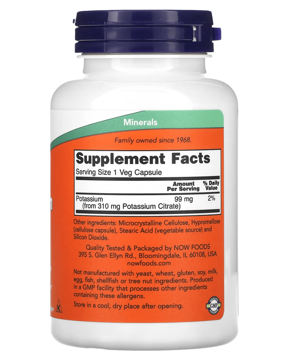 NOW FOODS Potassium Citrate 99mg - 180 Capsules | VITYMINS.com. Your ...