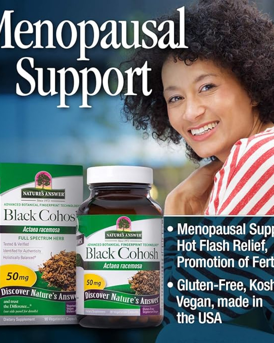 NATURE'S ANSWER Black Cohosh 50mg for Menopausal Support | Hot Flash Relief - 90 Capsules ...