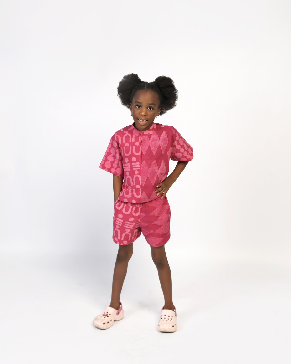 KIDS-PINK MULTIPRINT SHIRT | The Dyelab Company Limited. Handcrafted ...