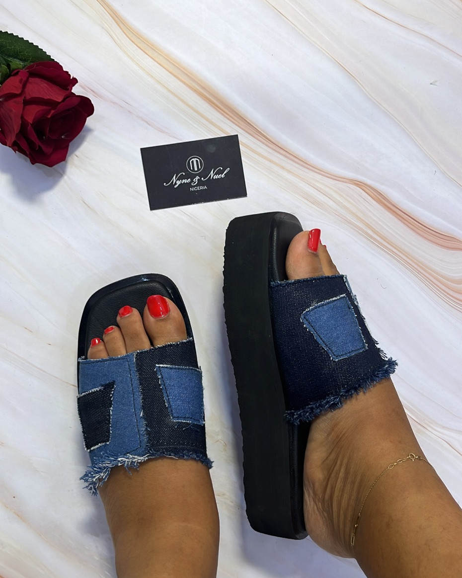 Denim Pocket Platforms Slides | Nyne And Nuel. A movement of epic ...